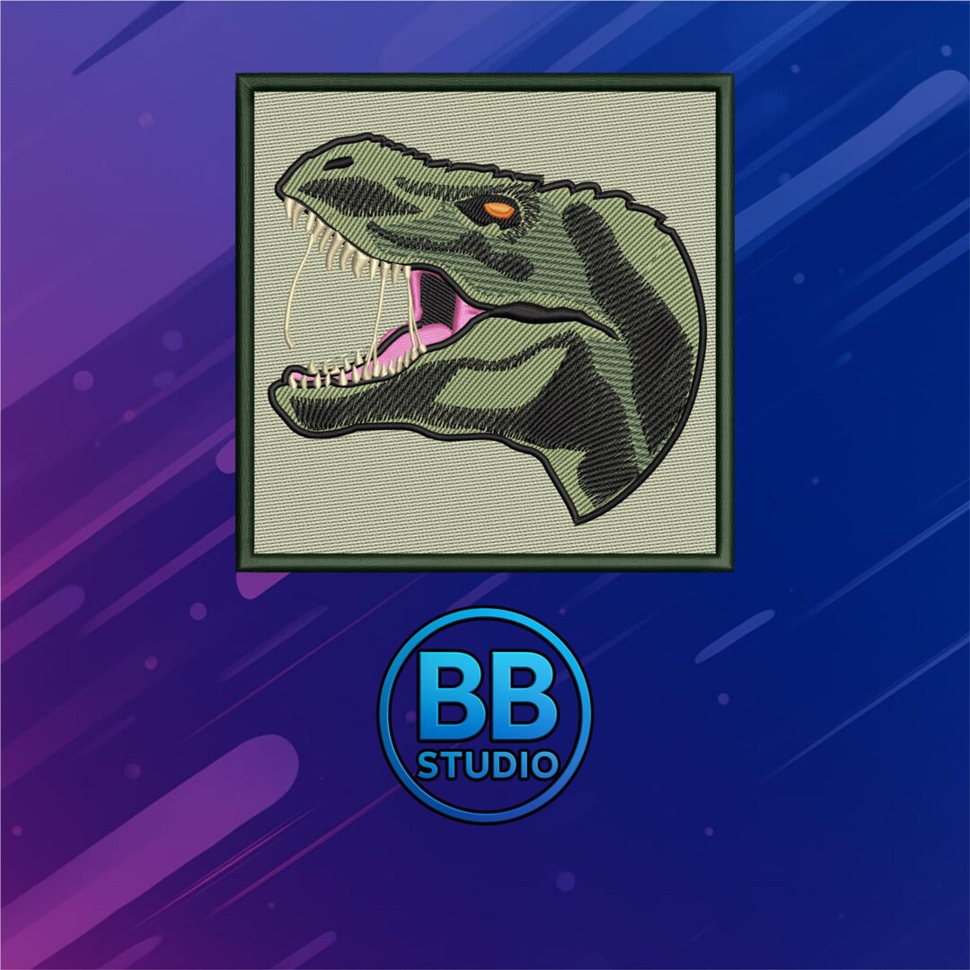 T-rex Embroidery Design PES DST JEF | Dinosaur Head Machine Embroidery ...