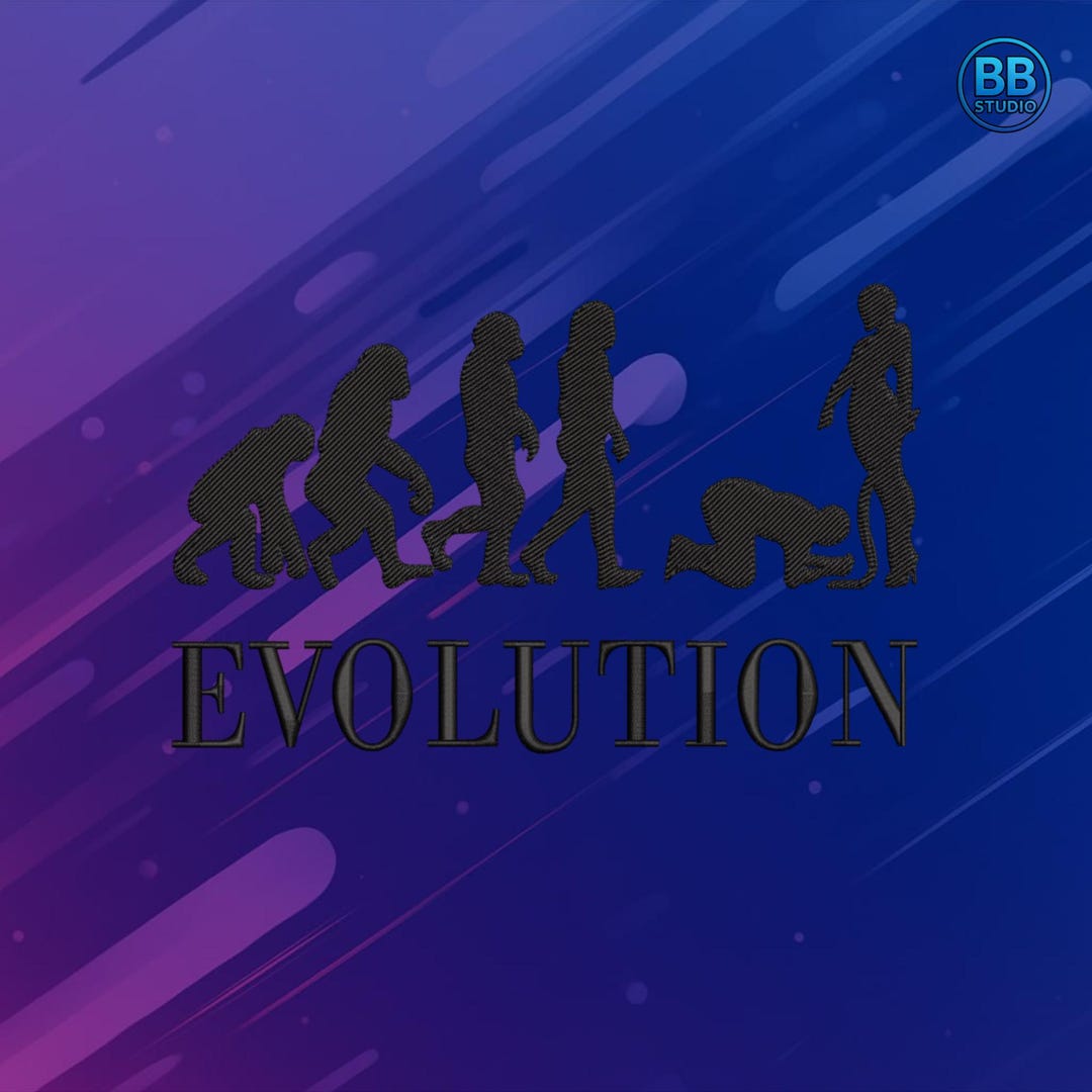 Evolution Silhouette Embroidery Design | Human Evolution Outline ...