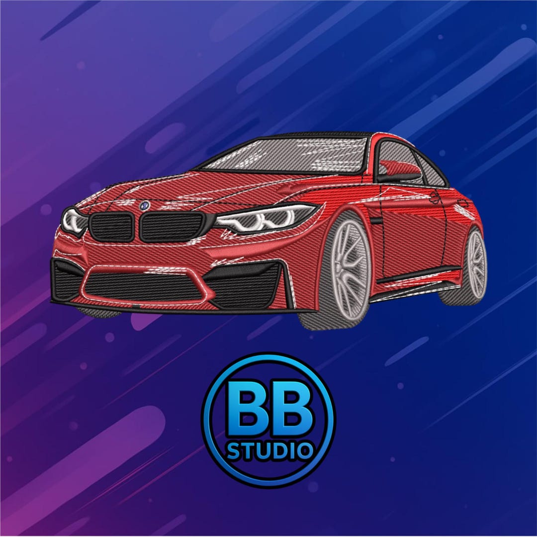 Red Bmw M4 Embroidery Design PES DST JEF | Sports Car Patch | German ...