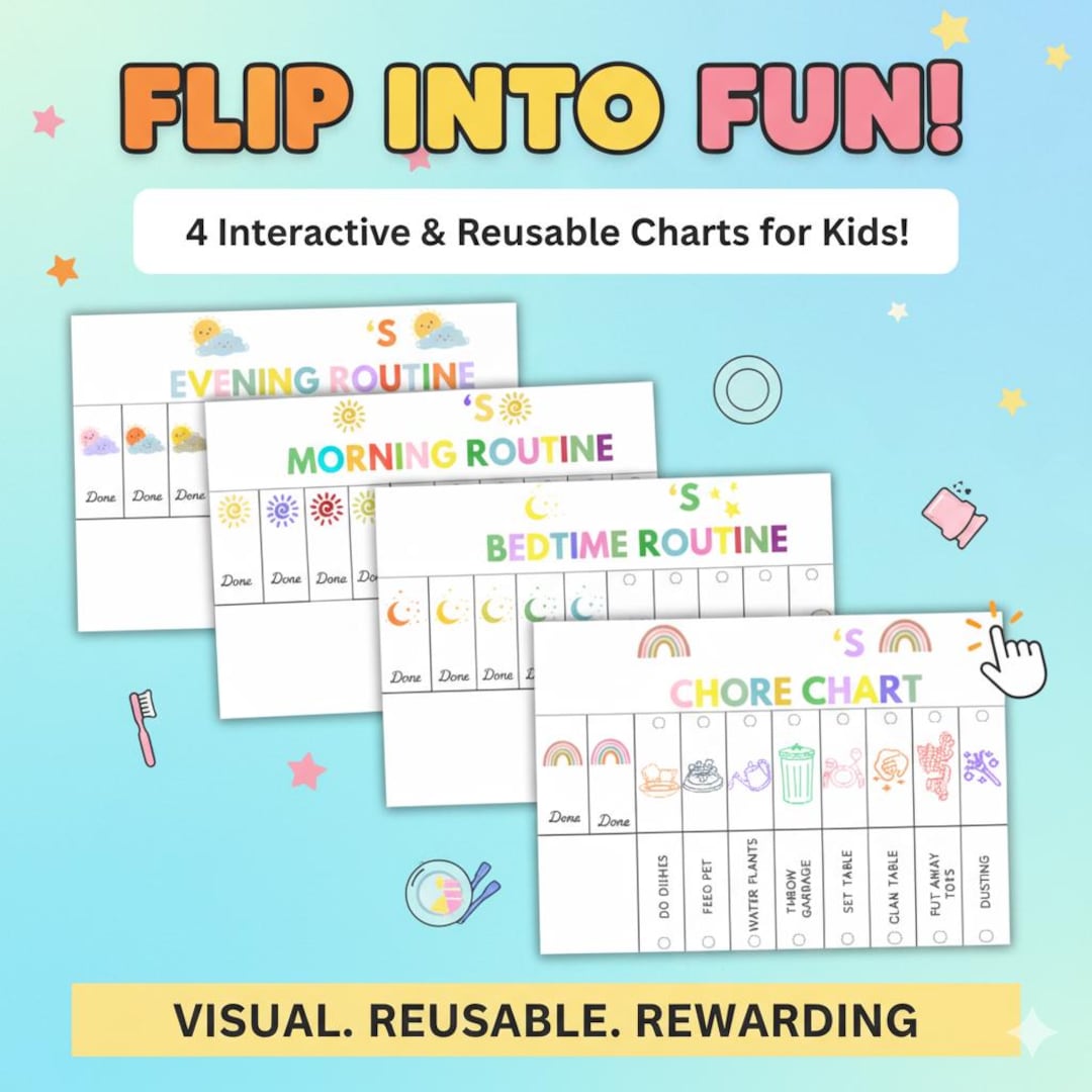 Editable Kids Daily Routine Flip Charts | Editable Printable Morning ...