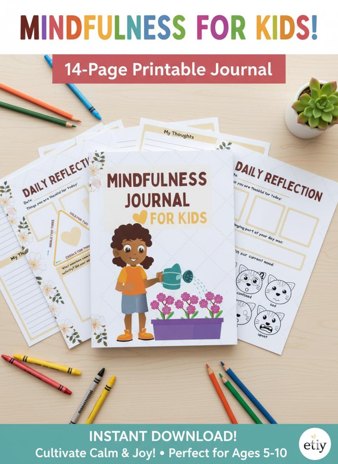 Mindfulness Journal for Kids | 14 Pages Printable Activities | Feelings ...