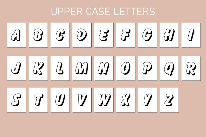 Alphabet - Upper Case Letters and Numbers - Printable PDF - Letter Size - Etsy