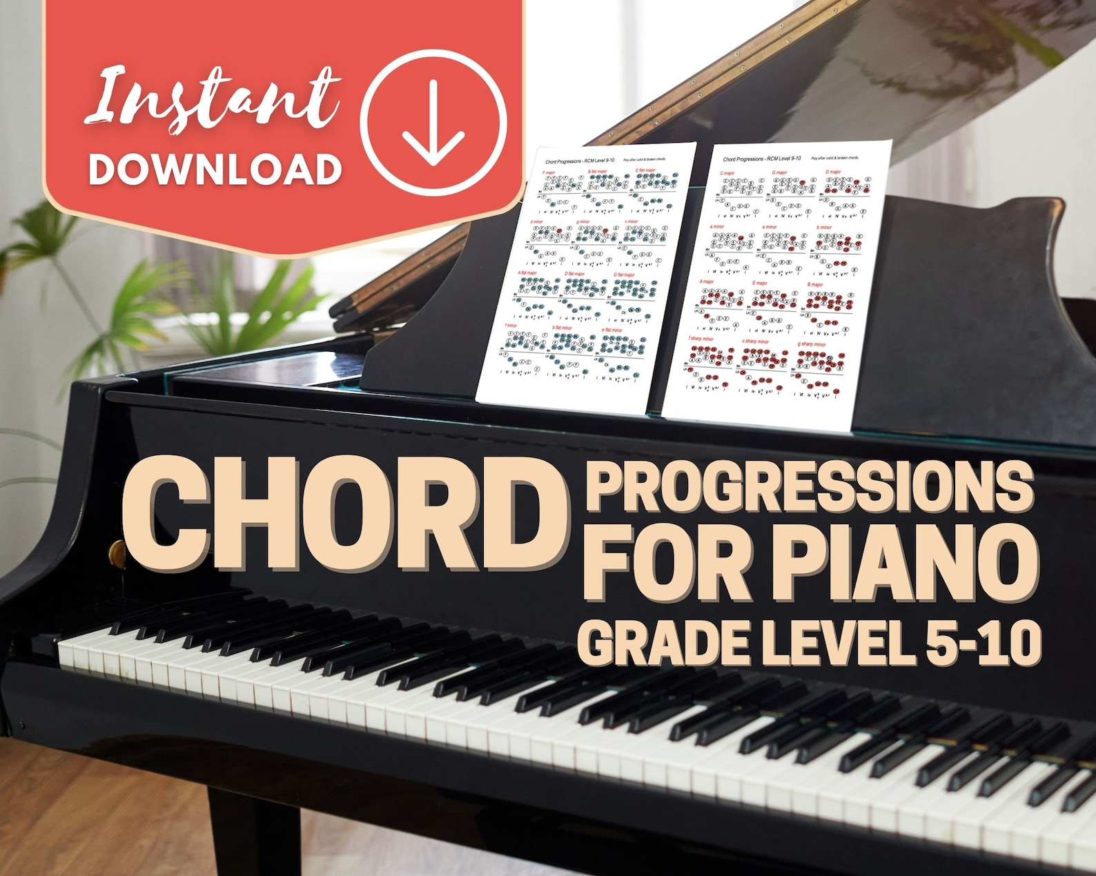 Chord Progressions for Piano Students, RCM Cadences, Printable Music ...