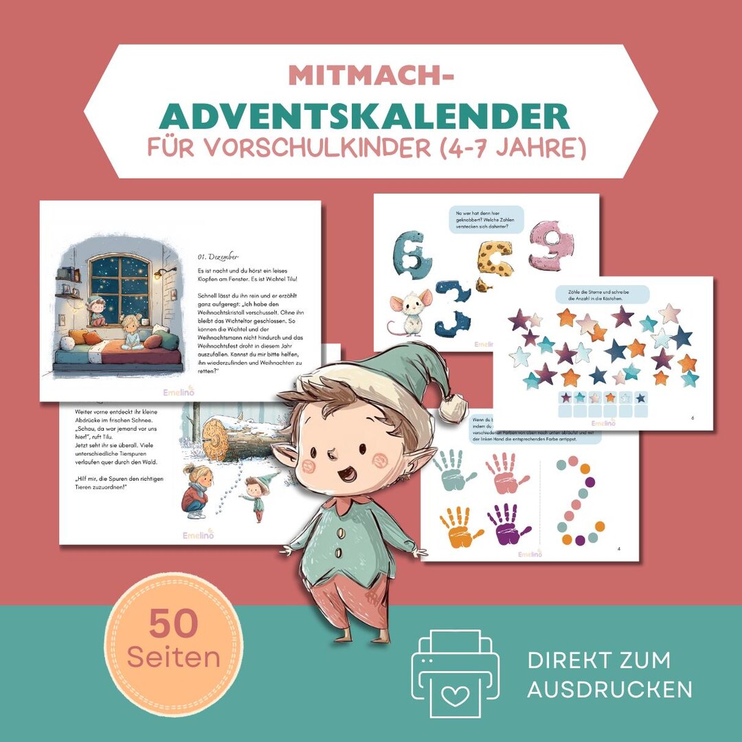 Printable Advent Calendar for Preschool Children | Elf Story With 24 ...