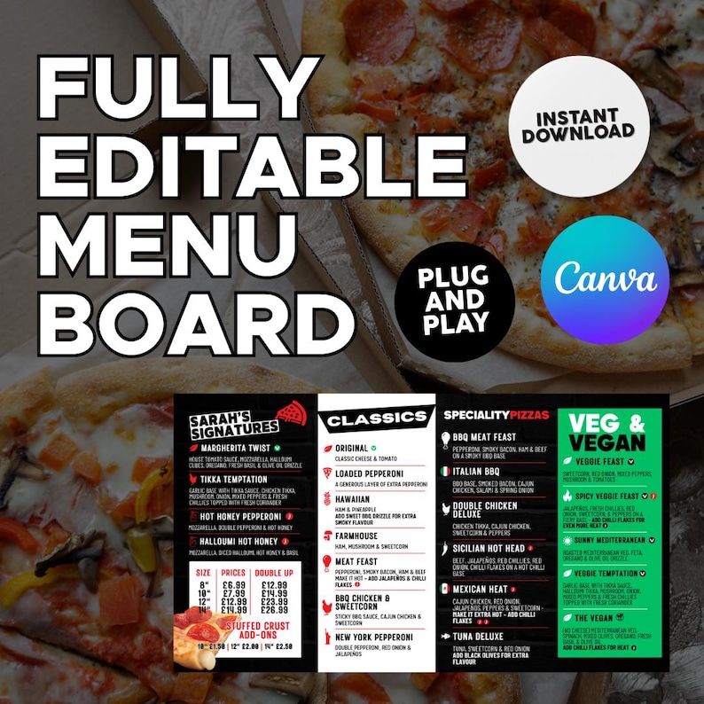 Burger, Pizza & Pasta Takeaway TV Menu Board Templates: 7 Canva Designs ...