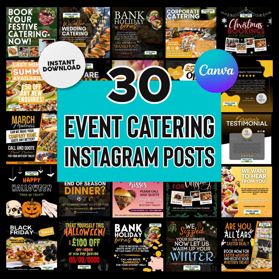 Catering Instagram Posts, Social Media Templates (canva Editable) - Etsy