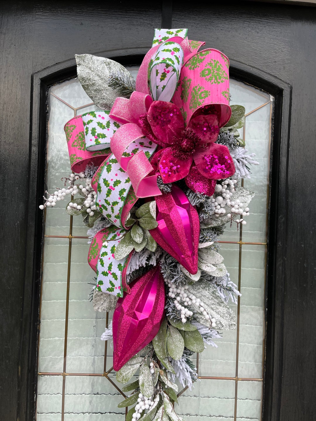 Christmas Glam Swag, Christmas Hot Pink Swag, Christmas Pink Decor ...
