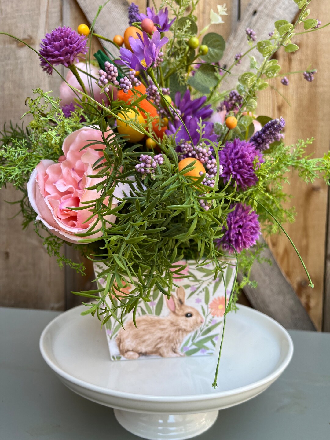 Brown Bunny Floral Table Decor for Easter, Easter Table Decor ...