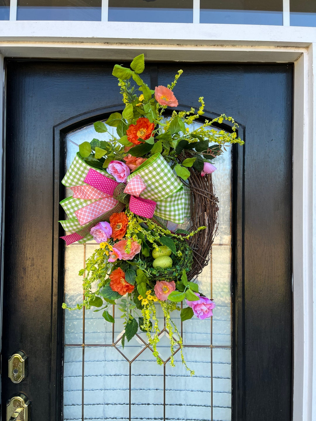 Spring Door Wreath, Easter Door Wreath, Gift for Her, Mother’s Day Gift ...