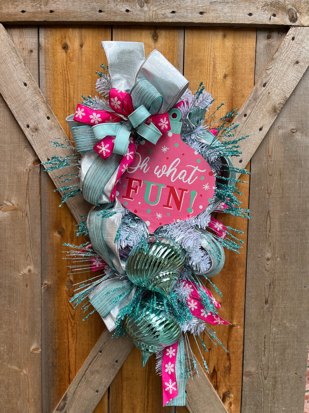 Christmas Aqua and Pink Swag: Home Decor - Etsy
