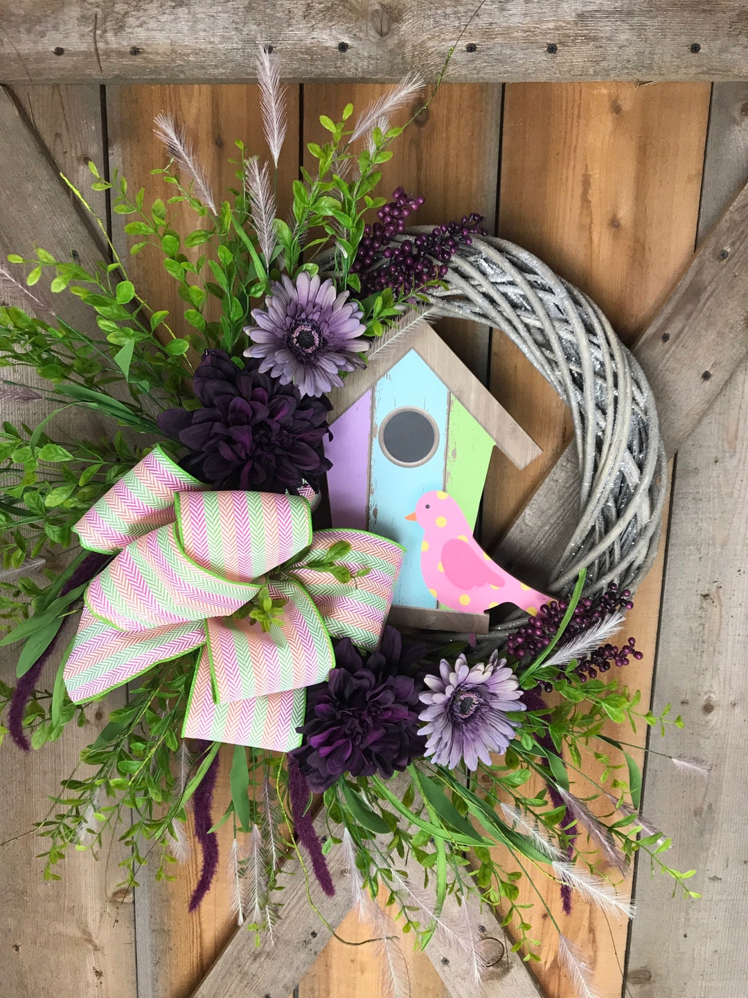 Purple Front Door Wreath, Gift for Her, Mother’s Day Gift, Summer ...