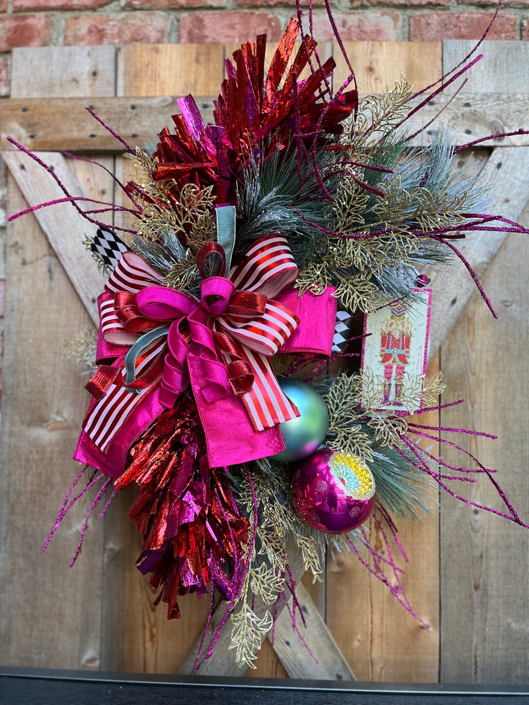 Christmas Hot Pink Wreath: Festive Ornaments - Etsy