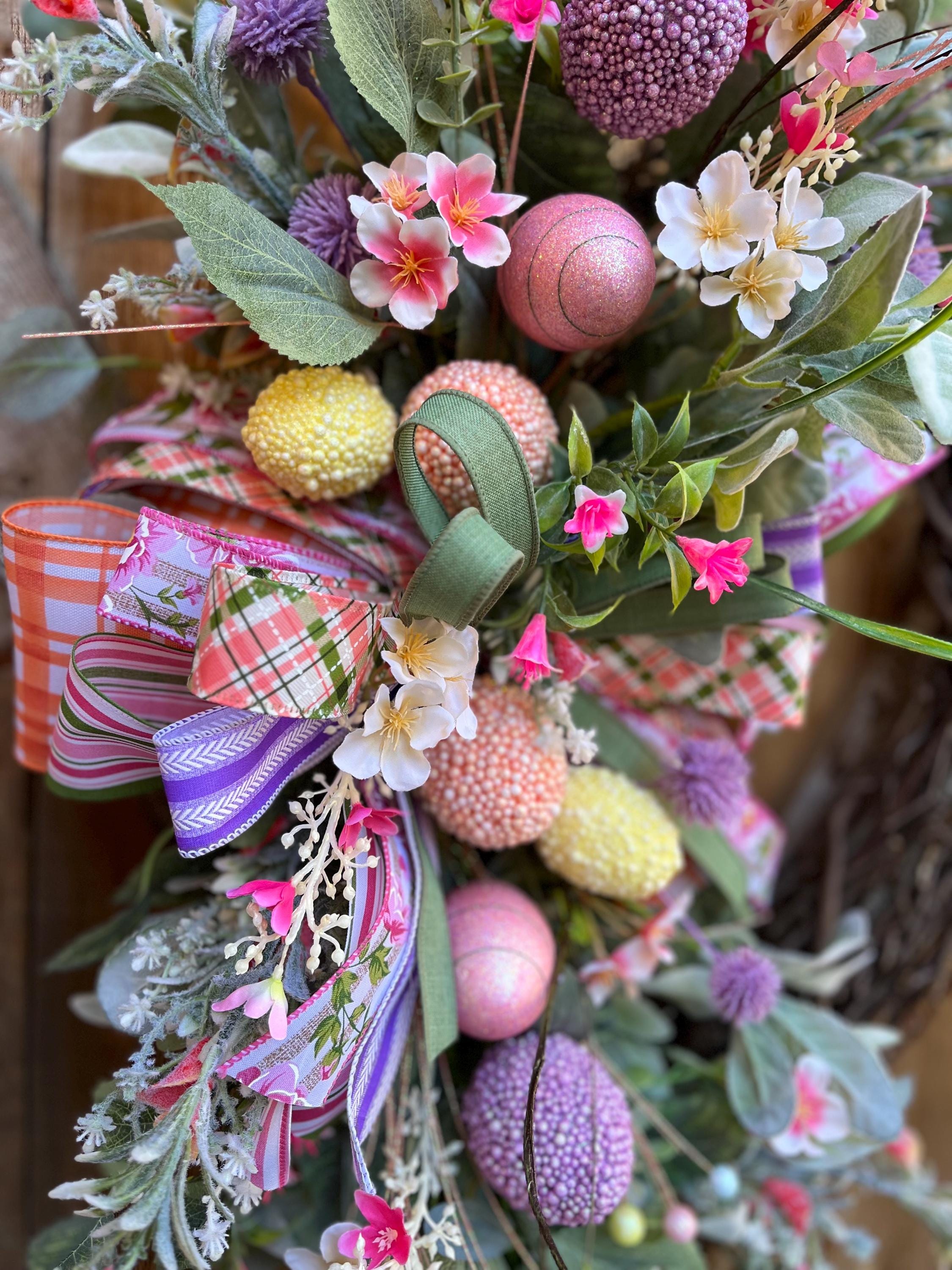 Large Easter Grapevine Wreath, Floral Foam Eggs & Bow, Spring Decor - Etsy