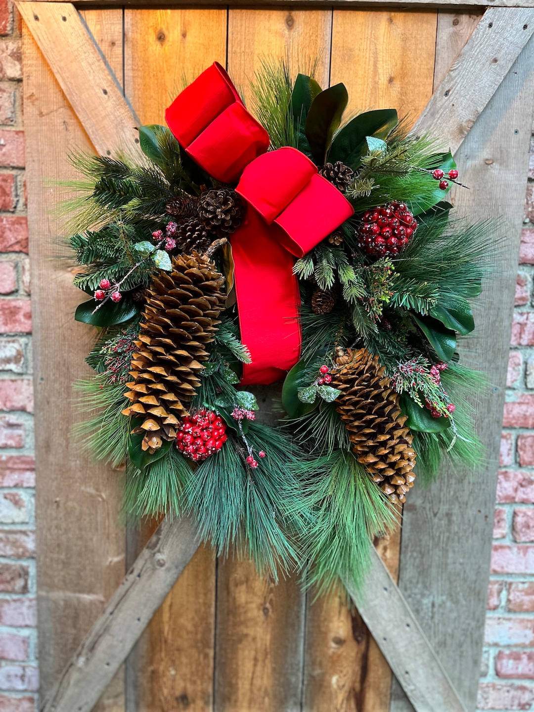 Christmas Winter Rustic Wreath, Greenery Wreath, Winter Wreath ...