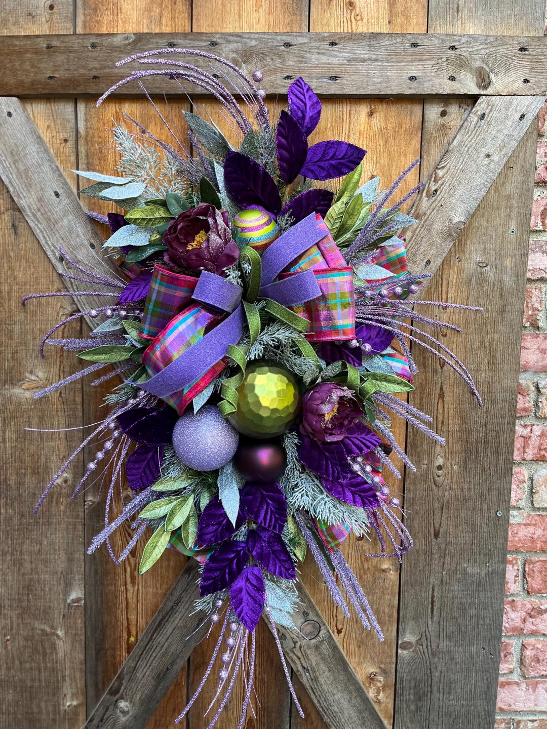 Christmas Purple and Green Swag: Elegant Holiday Decor - Etsy