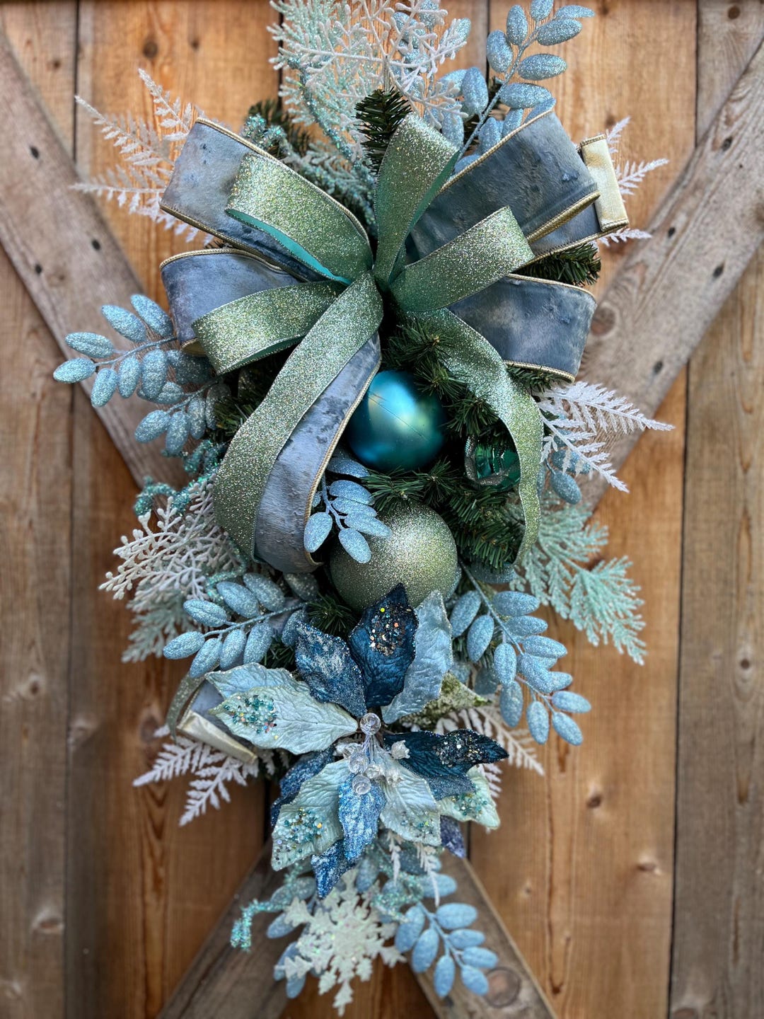 Christmas Door Swag Ice Blue: Christmas Decorations - Etsy