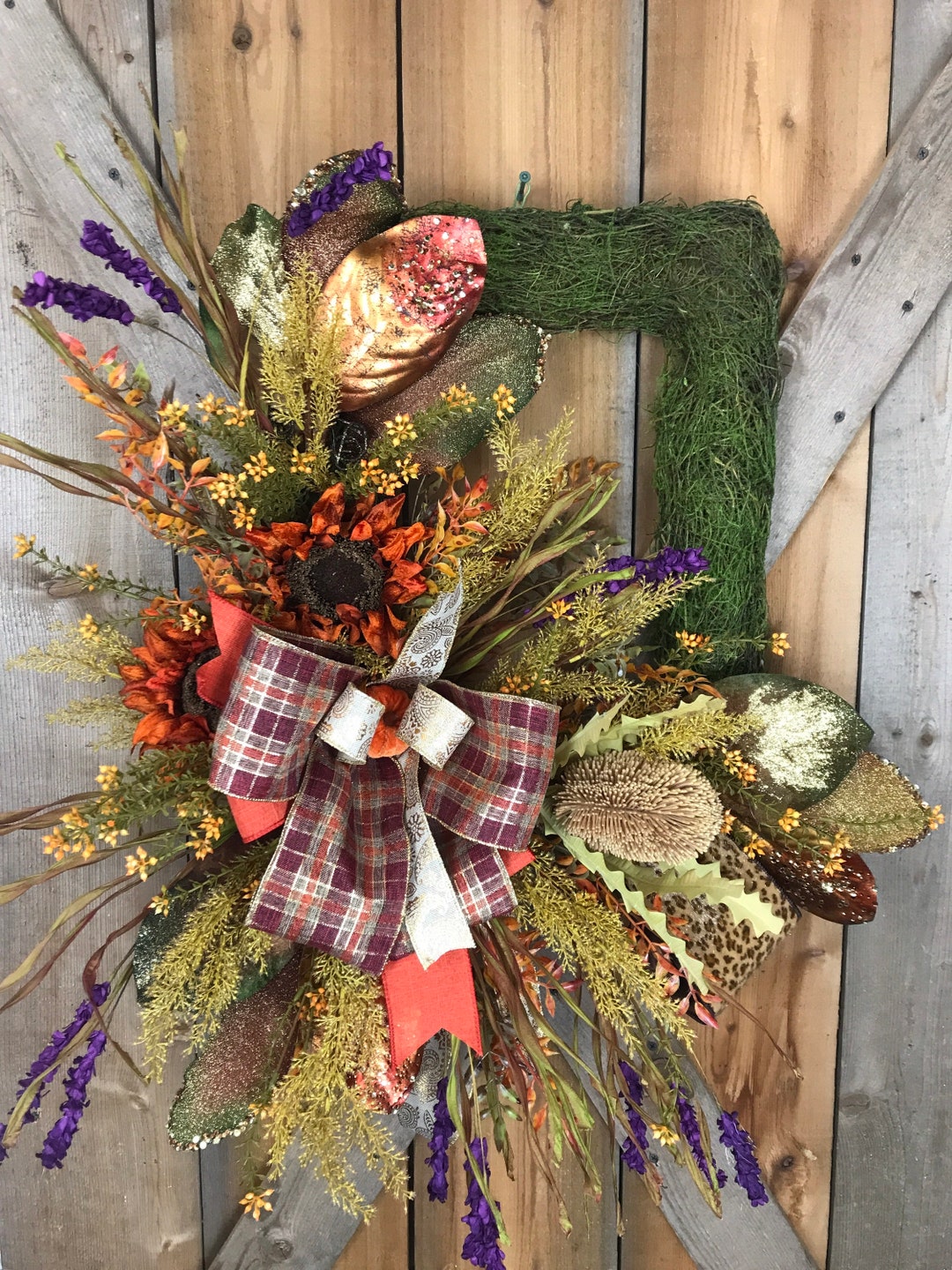 Fall Moss Rectangular Wreath: Fall Colors Wreath - Etsy