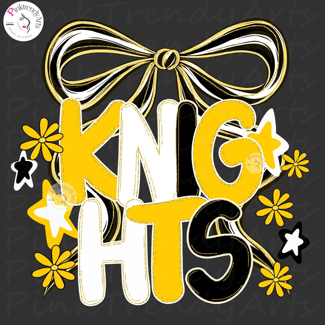 Knights PNG, Yellow Gold Coquette Bow Knights Mascot Shirt Design, Game ...