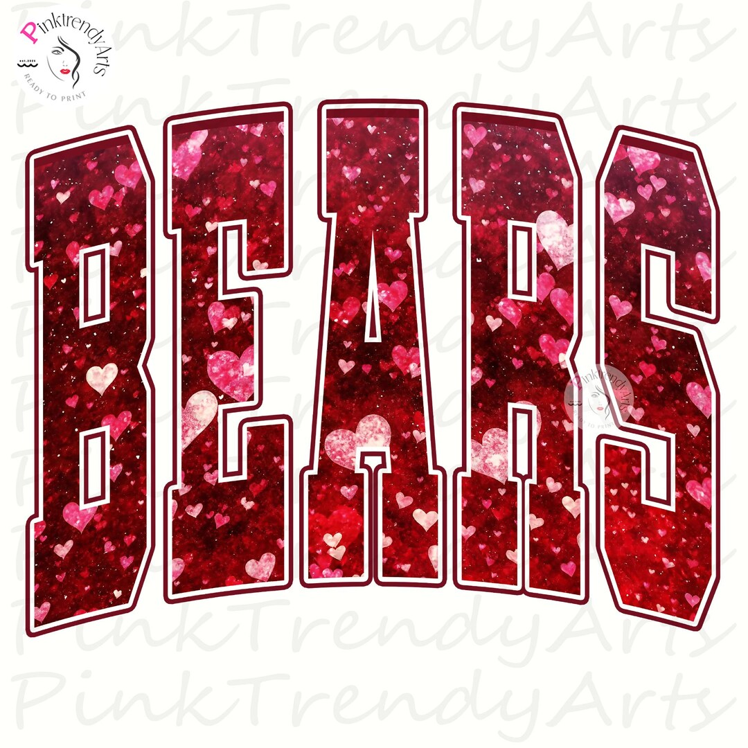 Bears PNG, Glitter Hearts Mascot Shirt Design, Varsity Letters ...