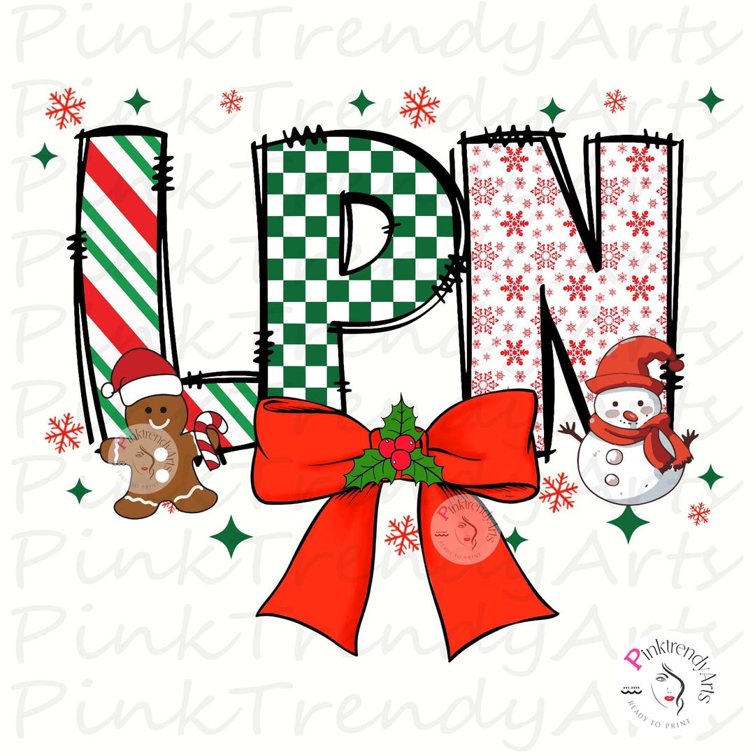 LPN Christmas PNG, Cute Patchwork Holiday Letters, Christmas Nurse ...