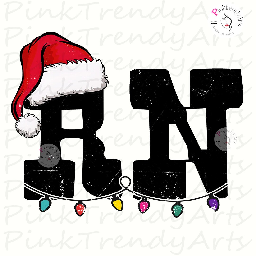 RN Christmas PNG, Santa Hat Registered Nurse Design, Retro Distressed ...