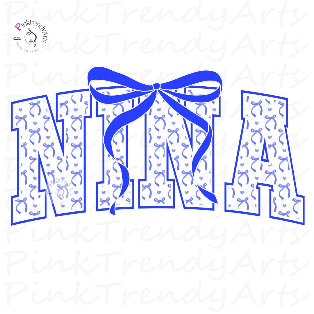 Nina Bow PNG Coquette Varsity Typography Shirt Design Grandma Gift Cute ...