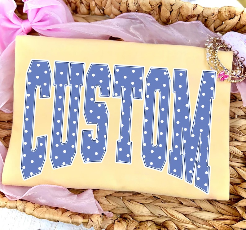 Custom Name PNG, Blue Polka Dot Custom Name PNG, Varsity Personalized ...