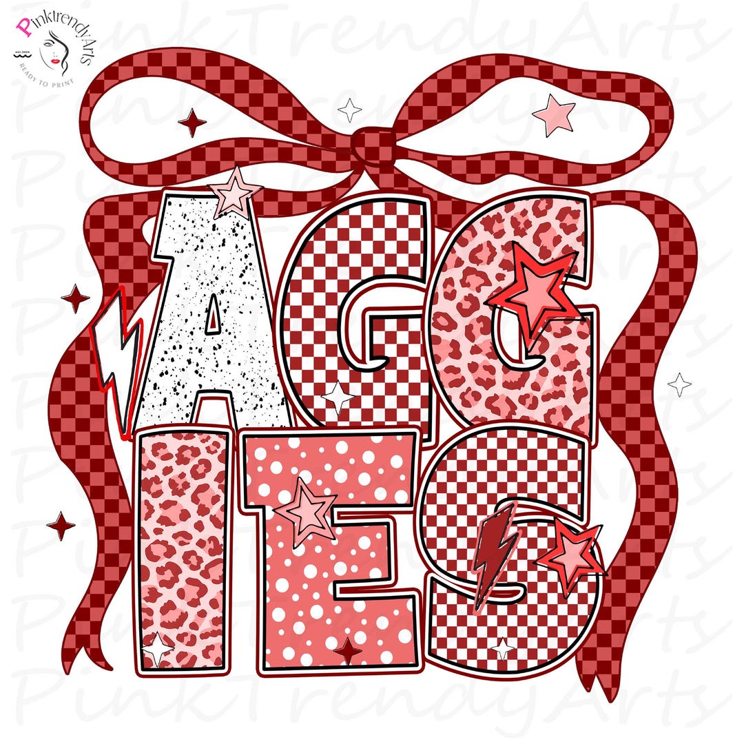 Aggies PNG, Maroon Girly Mascot Retro Bow Leopard Checker Polka Dot ...