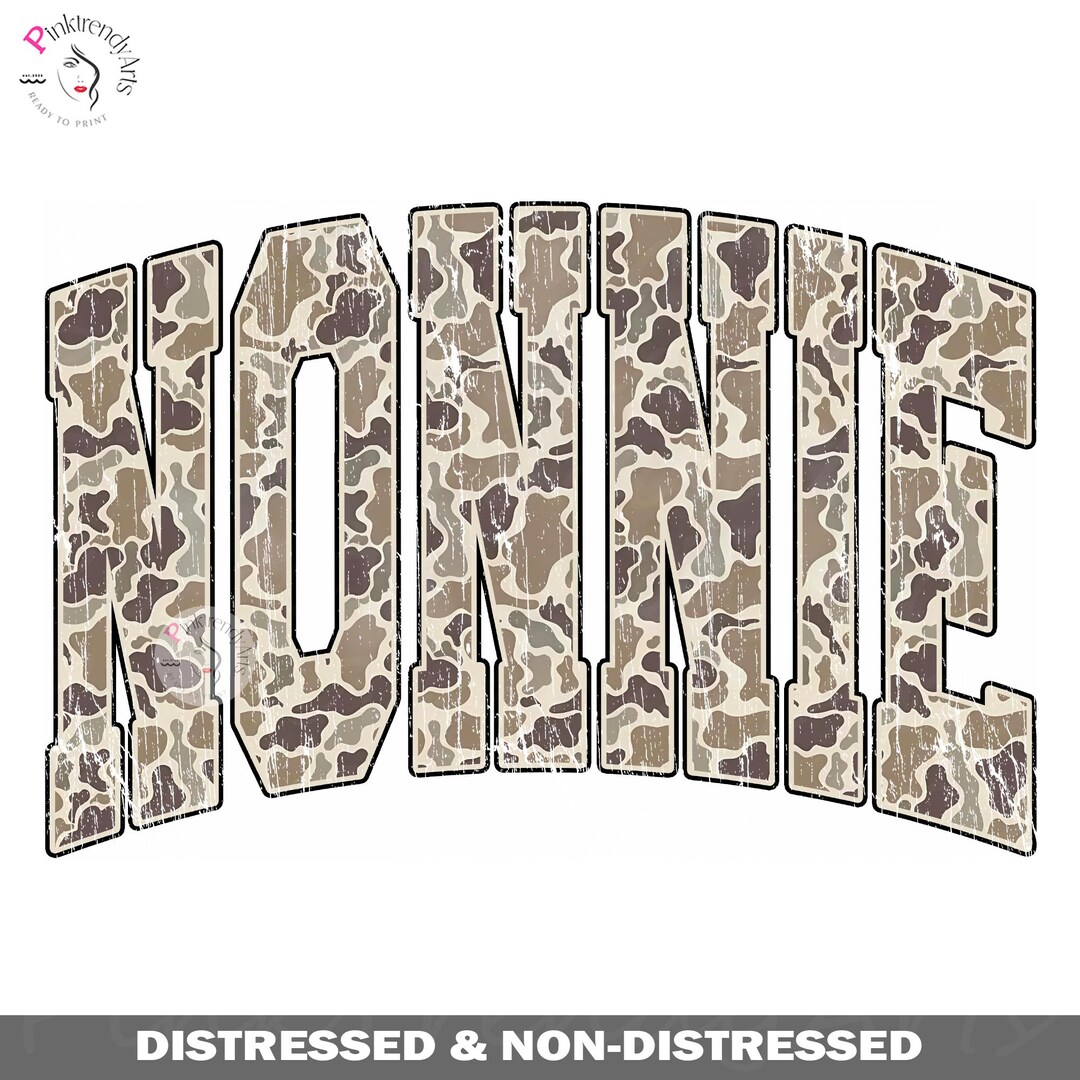 Retro Nonnie PNG, Camo Nonnie Shirt Design, Vintage Distressed Varsity ...