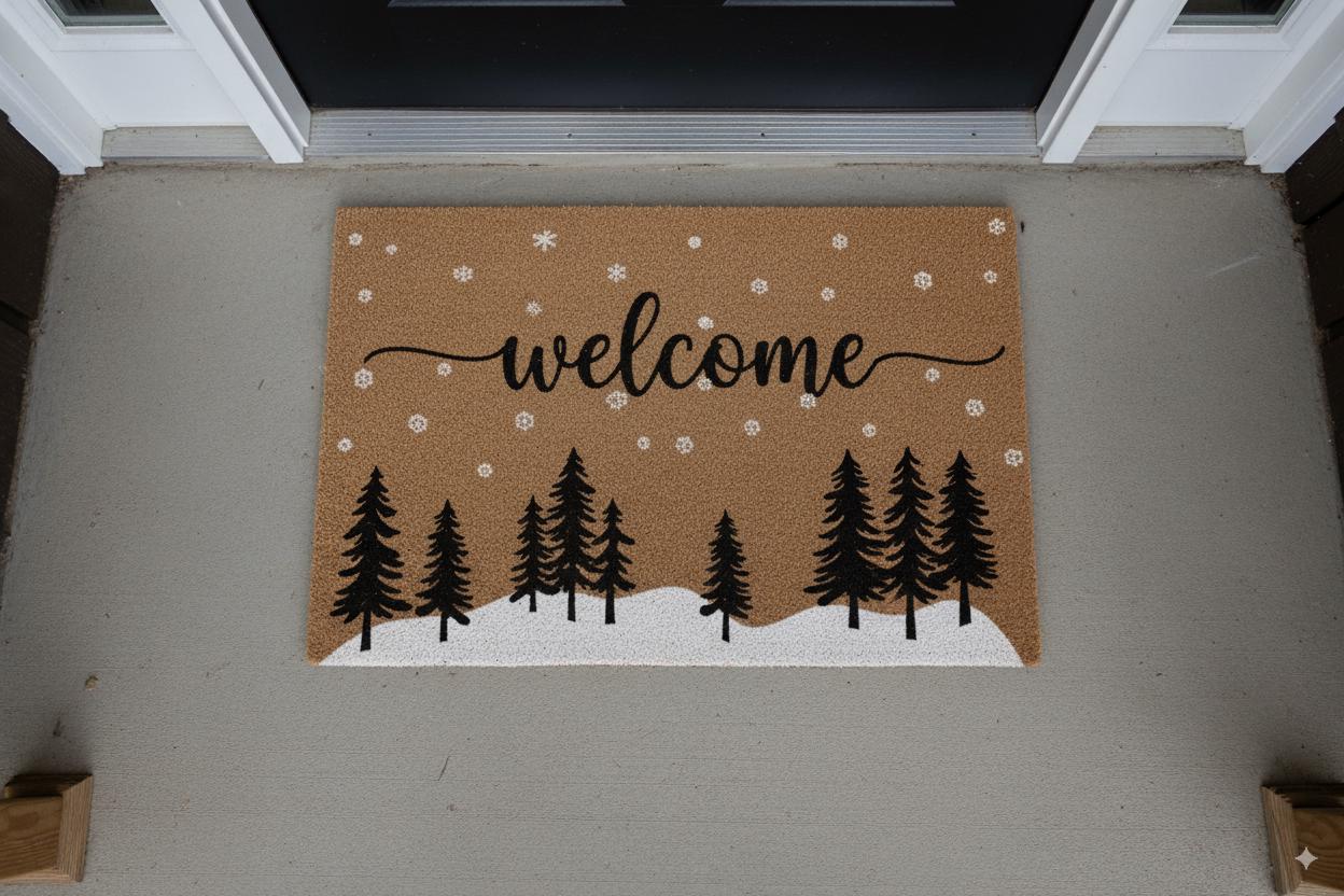 Winter & Fall Welcome Mat – Personalized Doormat – Winter Holiday Porch ...
