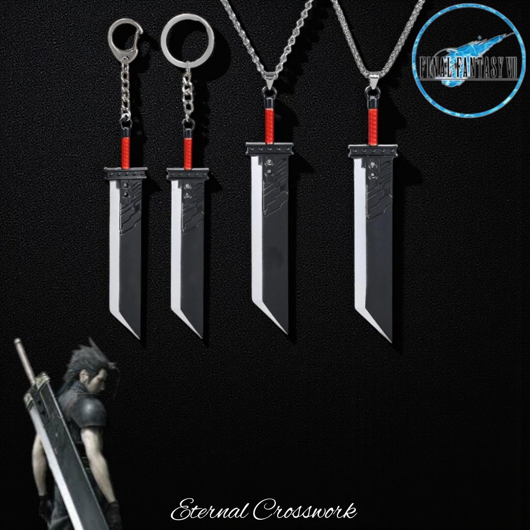 Final Fantasy VII Buster Sword Keychain Necklace: Gothic Zinc Alloy ...