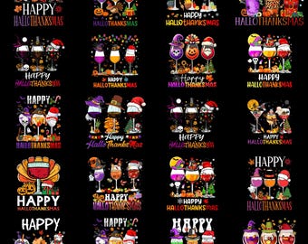 Happy Hallothanksmas Wine PNG – Funny Halloween Thanksgiving Christmas ...