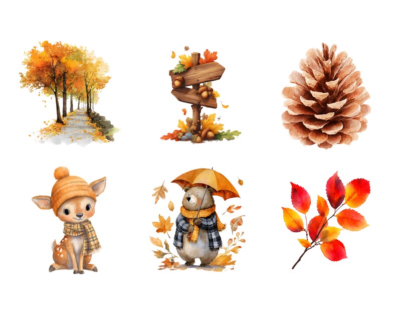Watercolor Fall Animal Clipart Bundle, Woodland Animals Clipart Bundle ...