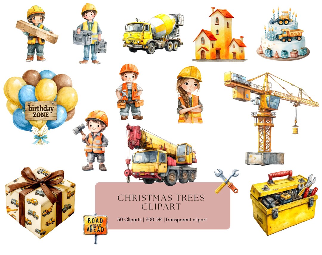 Construction Clipart Bundle Png, Construction Vehicles Clipart Bundle ...