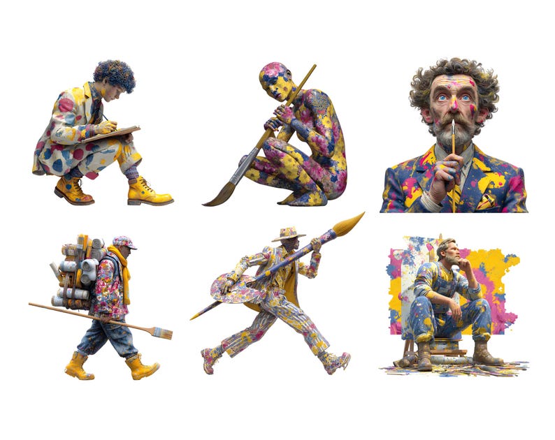 Artist Characters Clipart, Artist Digital Clipart Featuring Painter ...