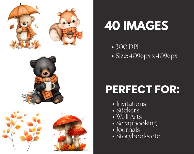 Watercolor Fall Animal Clipart Bundle, Woodland Animals Clipart Bundle ...