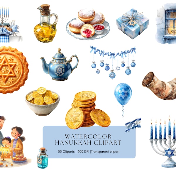 Watercolor Hanukkah - Etsy