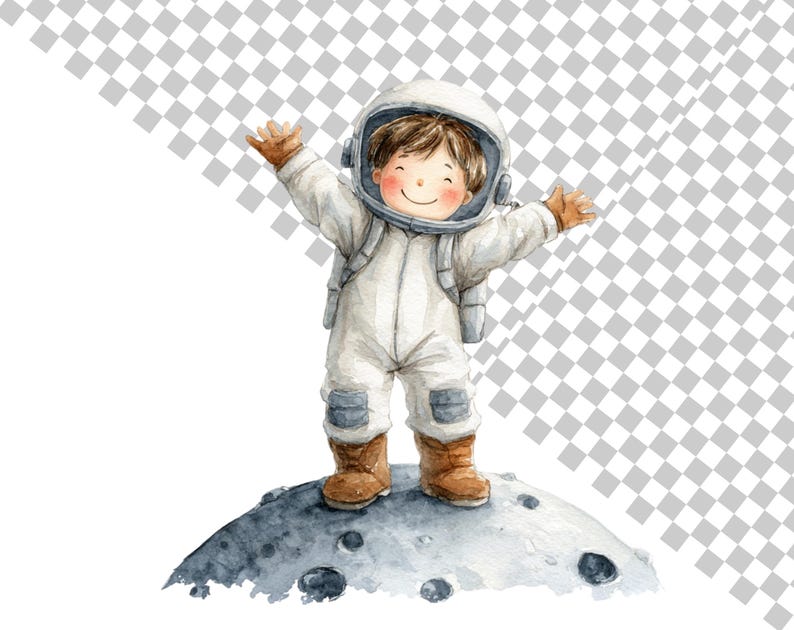 Watercolor Astronaut Clipart Bundle: Space Illustrations (digital ...