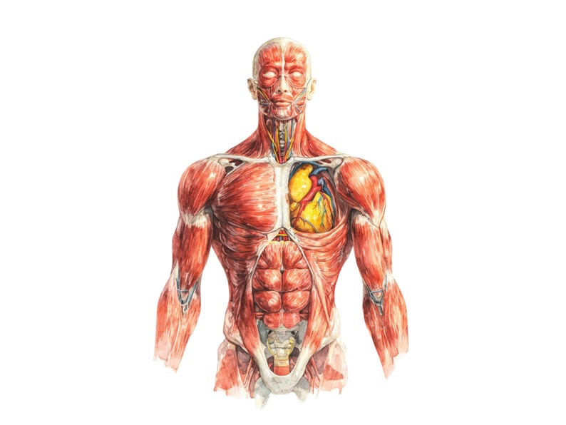 Watercolor Human Anatomy Clipart: Organs, Skeleton, Skull (digital ...