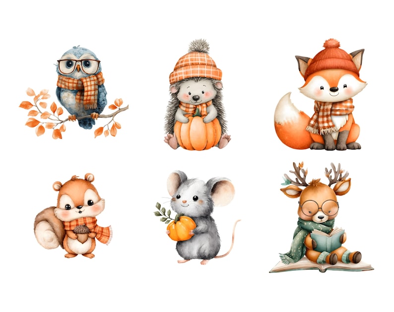 Watercolor Fall Animal Clipart Bundle, Woodland Animals Clipart Bundle ...