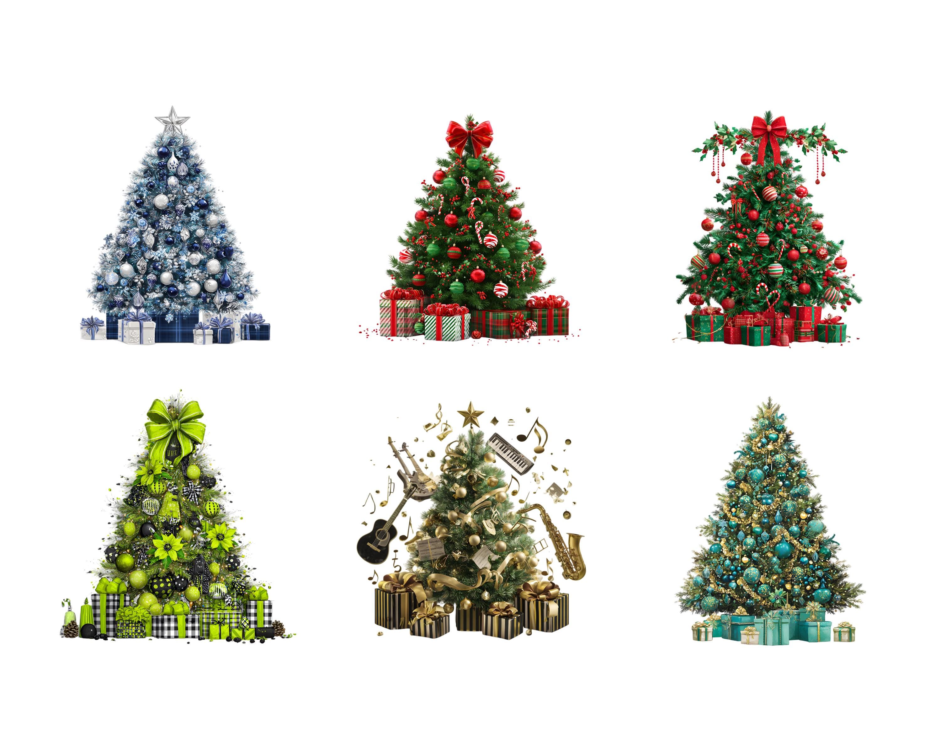 Christmas Trees Clipart Bundle Png, Festive Tree Illustrations Clipart ...