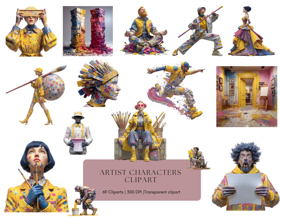 Artist Characters Clipart, Artist Digital Clipart Featuring Painter ...