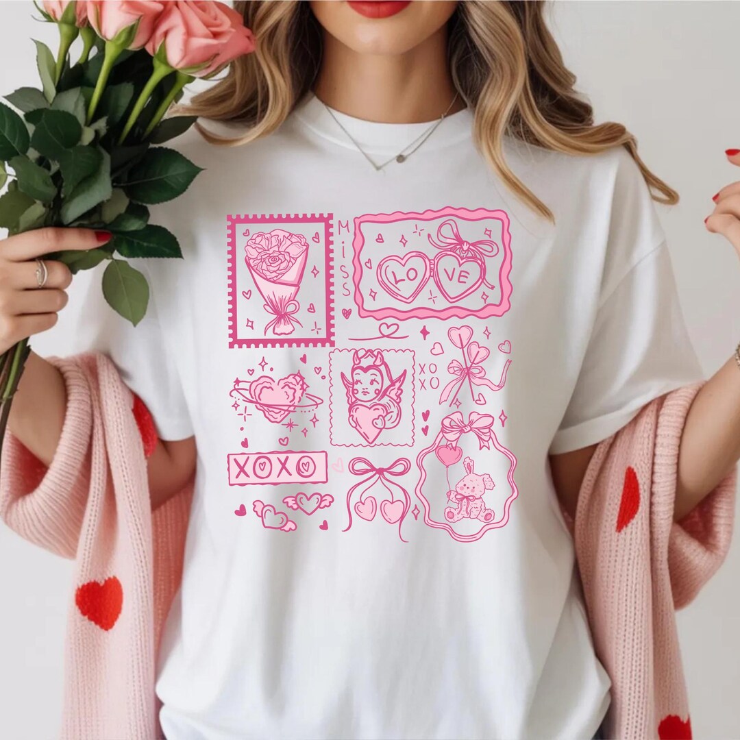 Pink Valentine Coquette Heart Sweater, Be Mine Shirt, Kiss Me Tee, XOXO ...