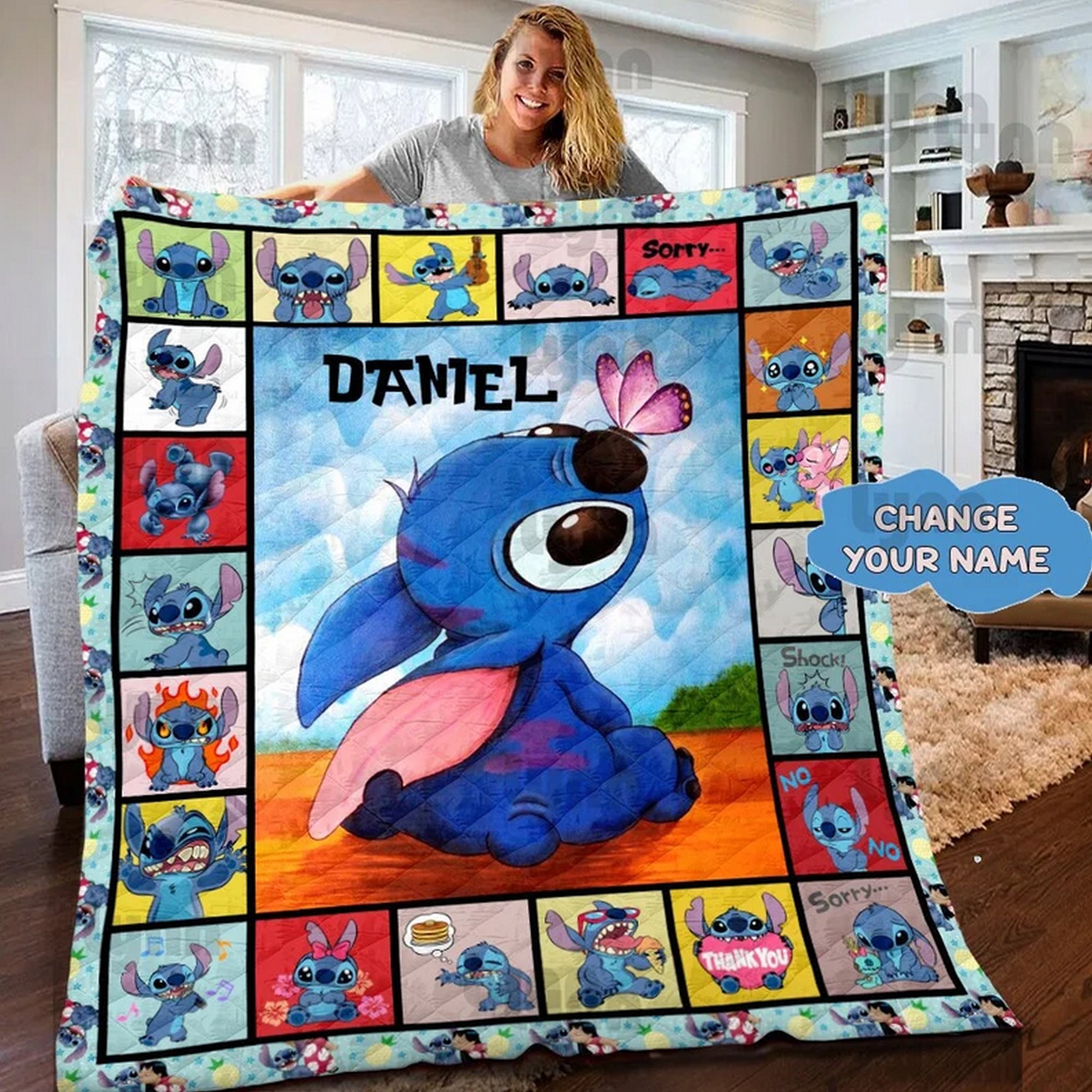 Stitch Custom Name Family Lilo And Stitch Fleece Blanket sold by ...