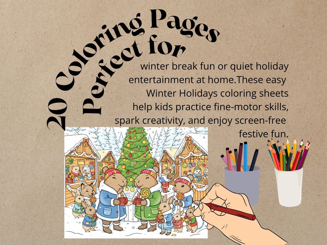 20 Winter Holidays Coloring Pages Easy to Print - Etsy