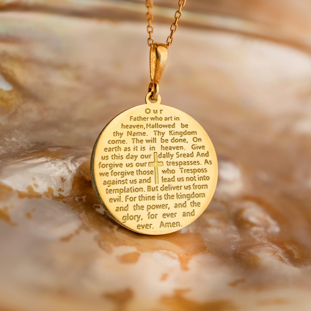 Lord’s Prayer Necklace: Engraved Our Father Pendant in Silver or Gold ...