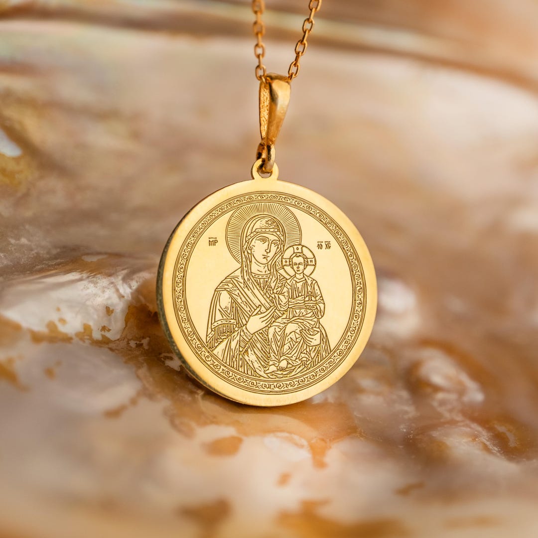 Catholic Virgin Mary and Baby Jesus Necklace (gold, Silver, Adjustable ...