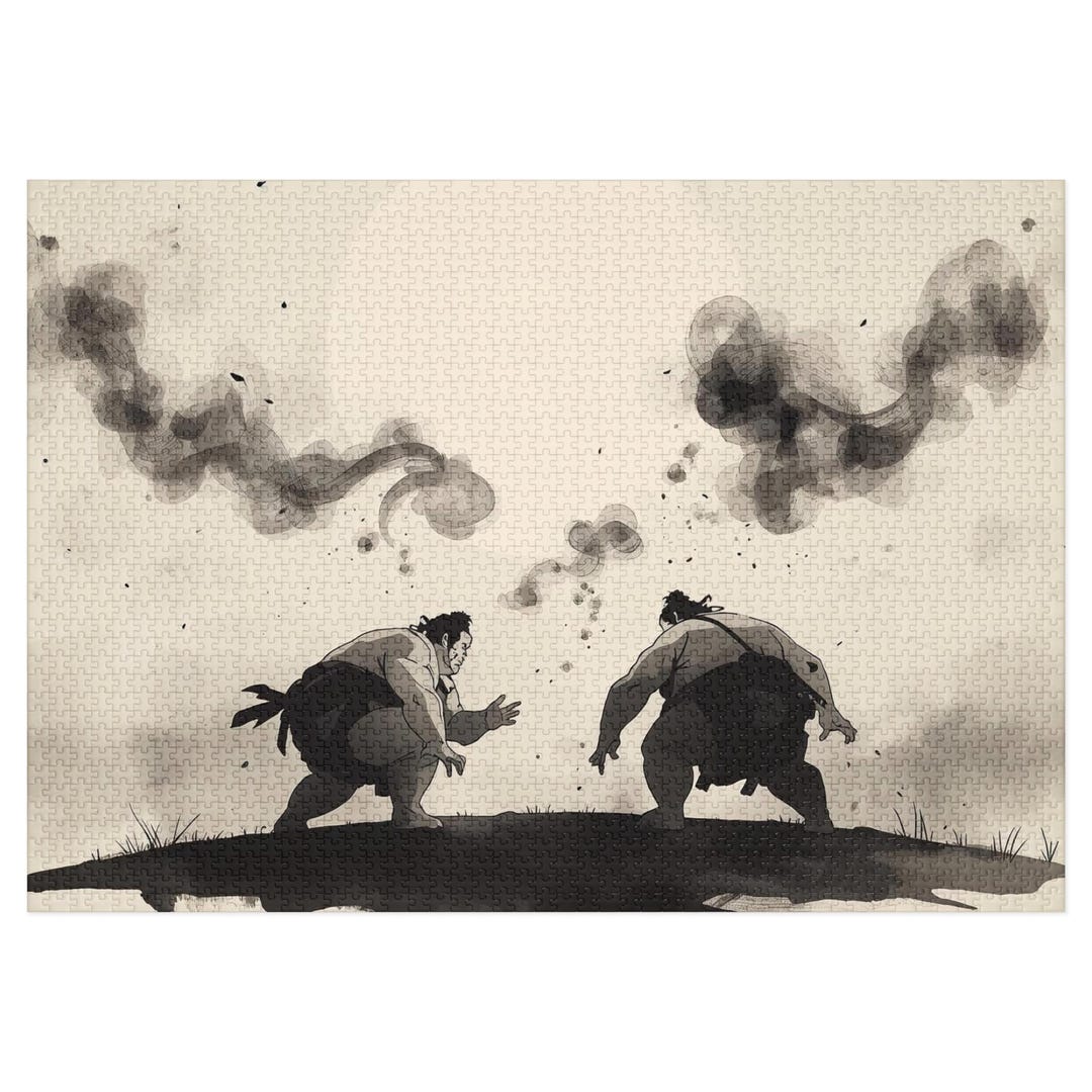 Jigsaw Puzzle – Sumi-e Ink Art of Sumo Wrestling - Etsy