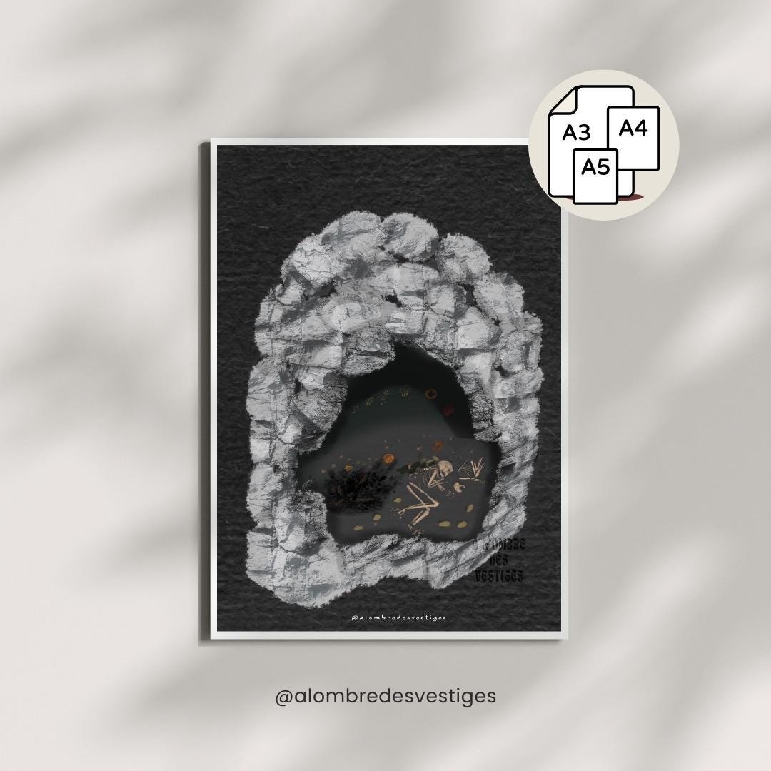 Skeletons Cave Printable Wall Art Paper Texture – Prehistoric ...