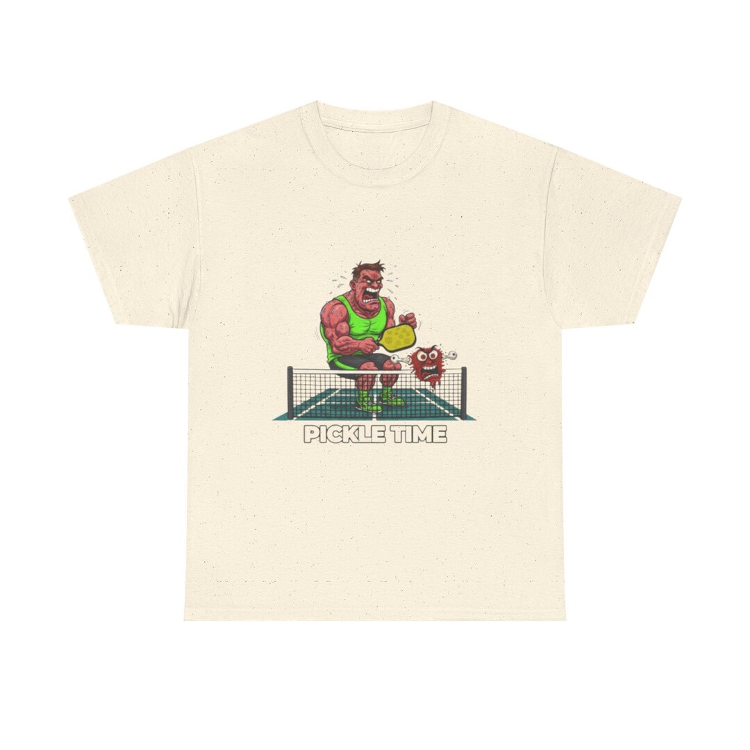 Muscular Character Playing Pickleball Tee | Pickle Time Cartoon - Etsy